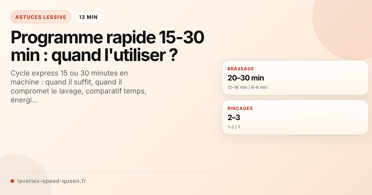 Programme rapide 15-30 min : quand l'utiliser