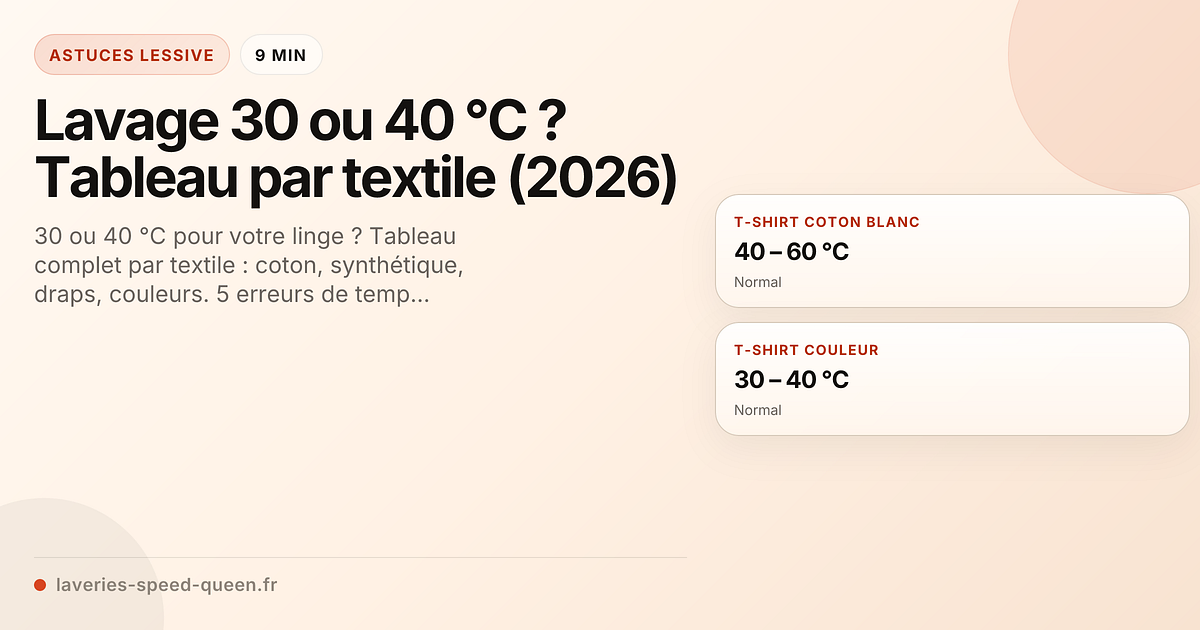 Lavage 30 ou 40 °C ? Tableau par textile (2026) | Speed Queen